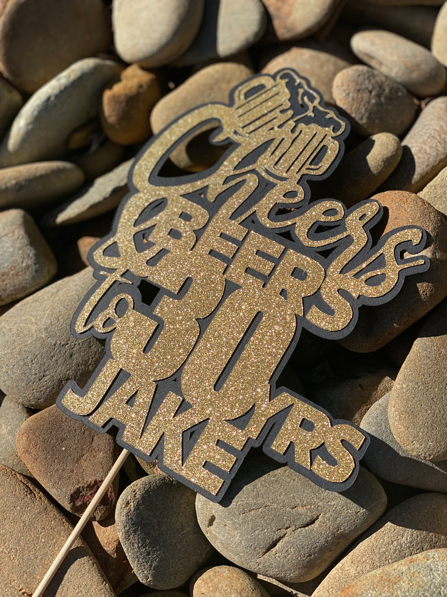 3D Cake Topper cheers and beers theme – Toad and Co Designs