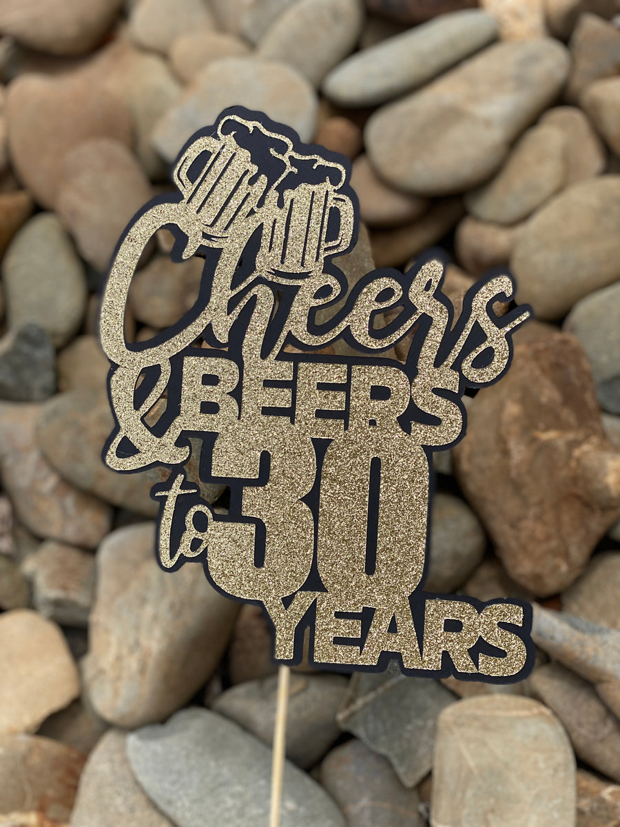 3D Cake Topper cheers and beers theme – Toad and Co Designs
