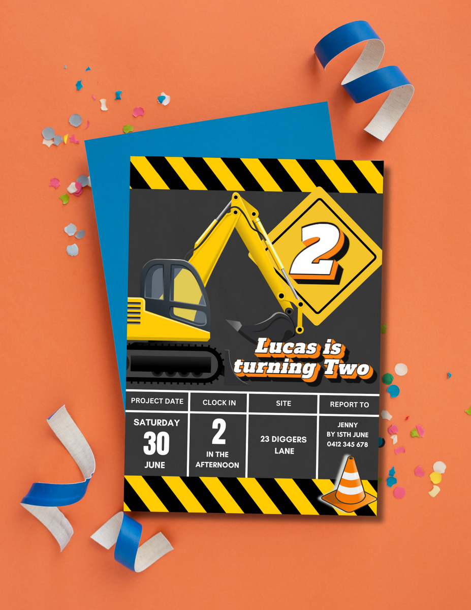 Construction Birthday Invitation Design (DIGITAL FILE ONLY) – Toad and ...