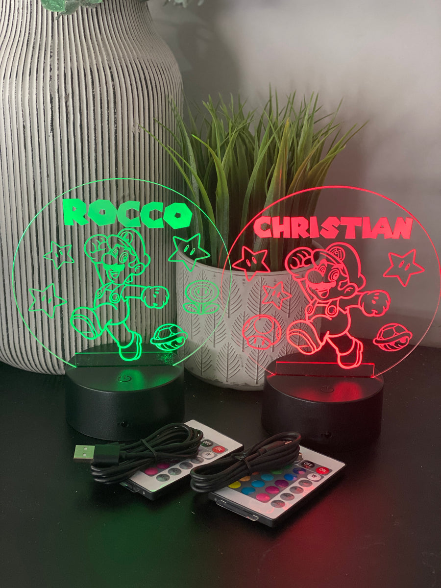 Personalised Nightlights Mario and Luigi Theme – Toad and Co Designs